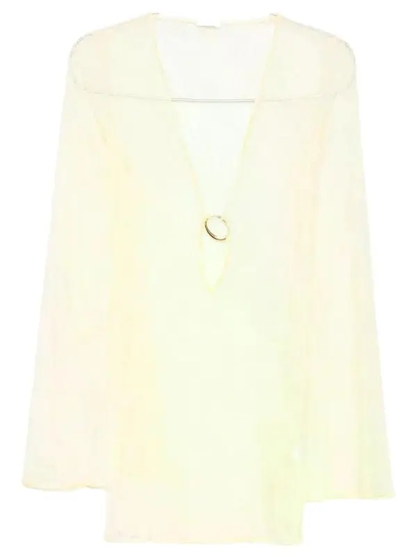 Oseree Lace Mini Beach Dress - Yellow