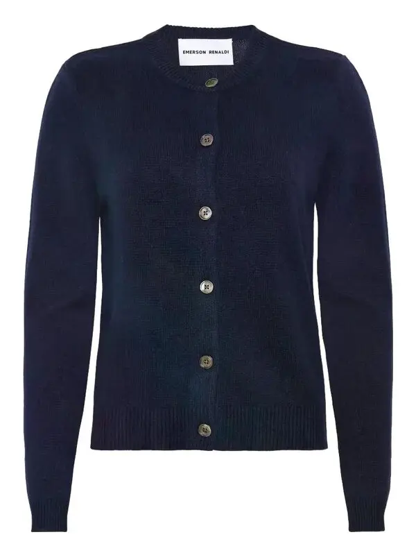 EMERSON RENALDI Navy Button-fastening Crew-neck Cardigan - Blue
