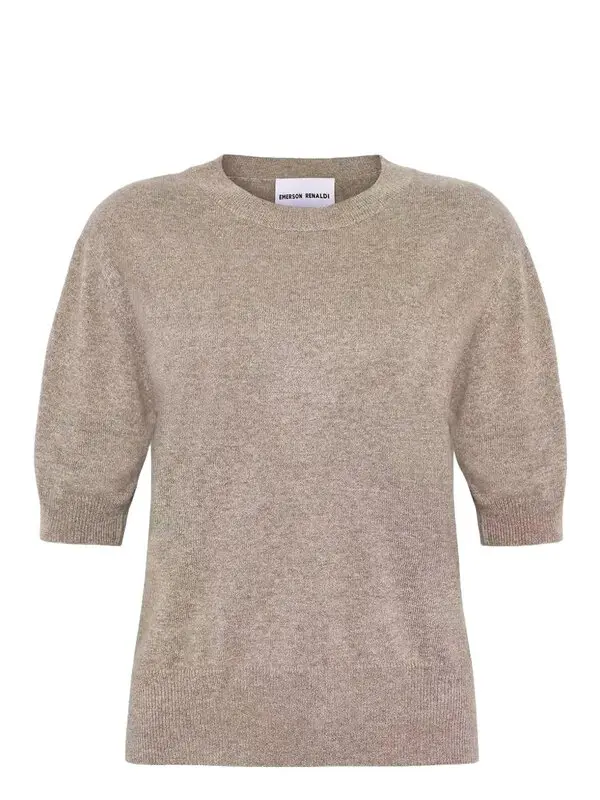 EMERSON RENALDI Short Sleeve Fine Knit Sweater - Neutrals