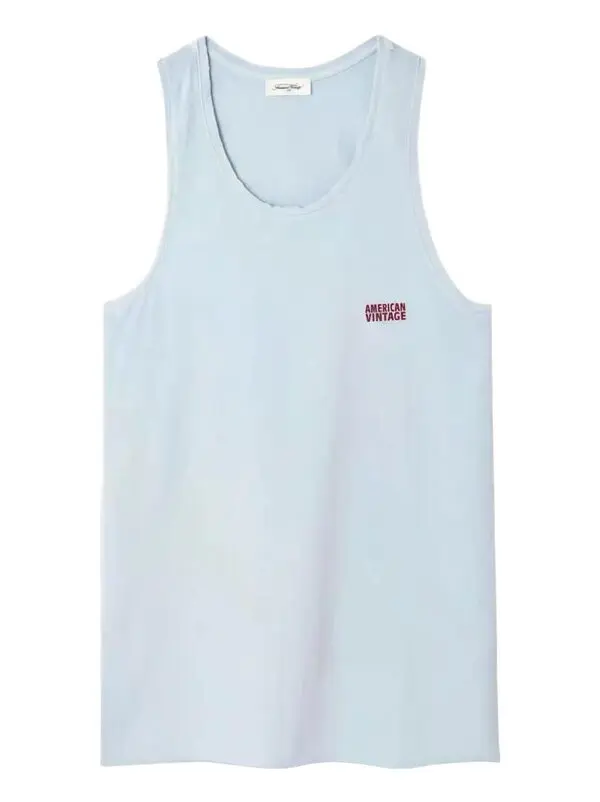 American Vintage Raw-edge Logo Tank Top - Blue