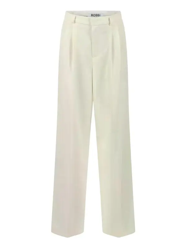 ROSSI Cream Pleated Wide-leg Trousers - Neutrals