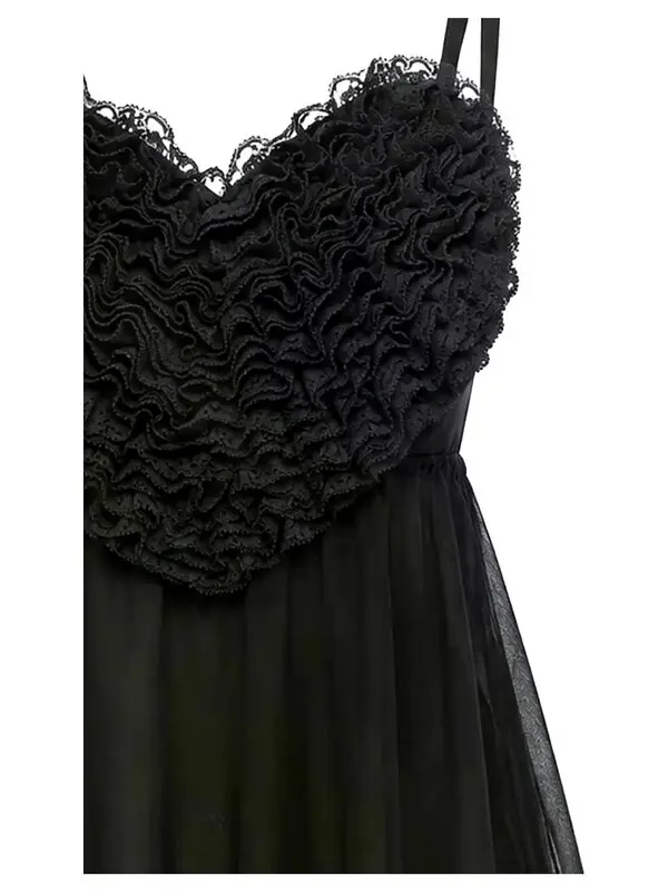 Dsquared2 Silk Ruffled Sweetheart Neck Mini Dress - Black