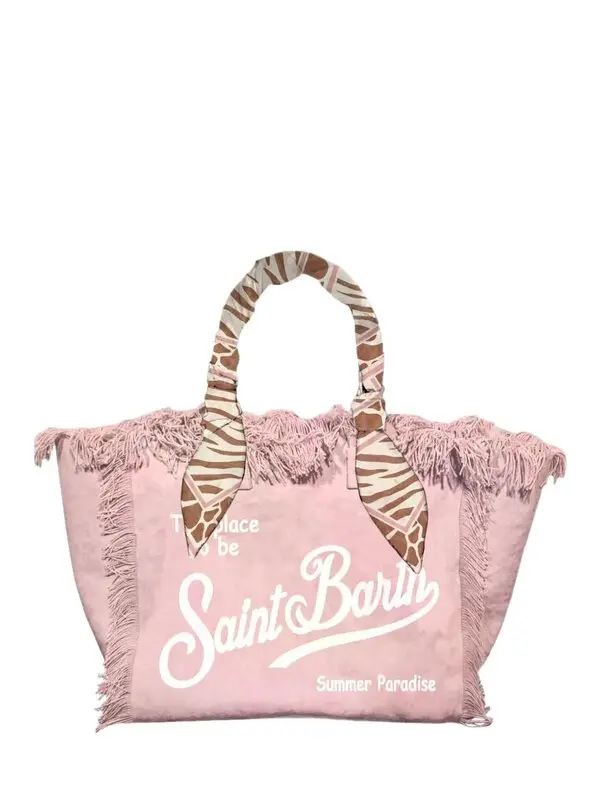 MC2 SAINT BARTH Vanity Foulard Fringed Tote Bag - Pink
