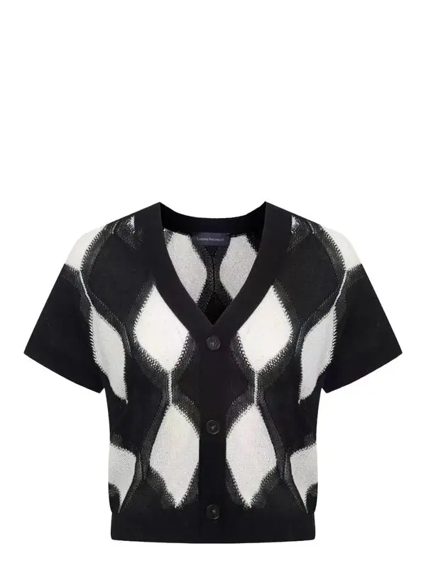 Lorena Antoniazzi Argyle Knit Short-sleeve Cardigan - Black