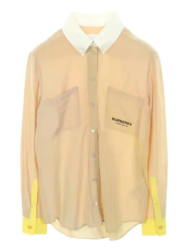 Burberry Logo Silk Shirt - Neutrals