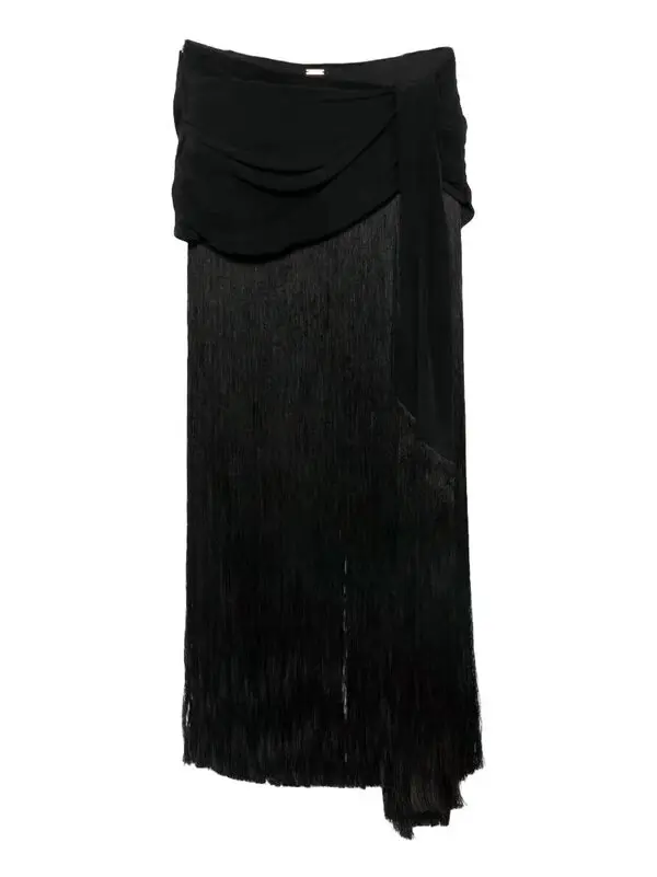 Cult Gaia Saman Fringe-trimmed Maxi Skirt - Black