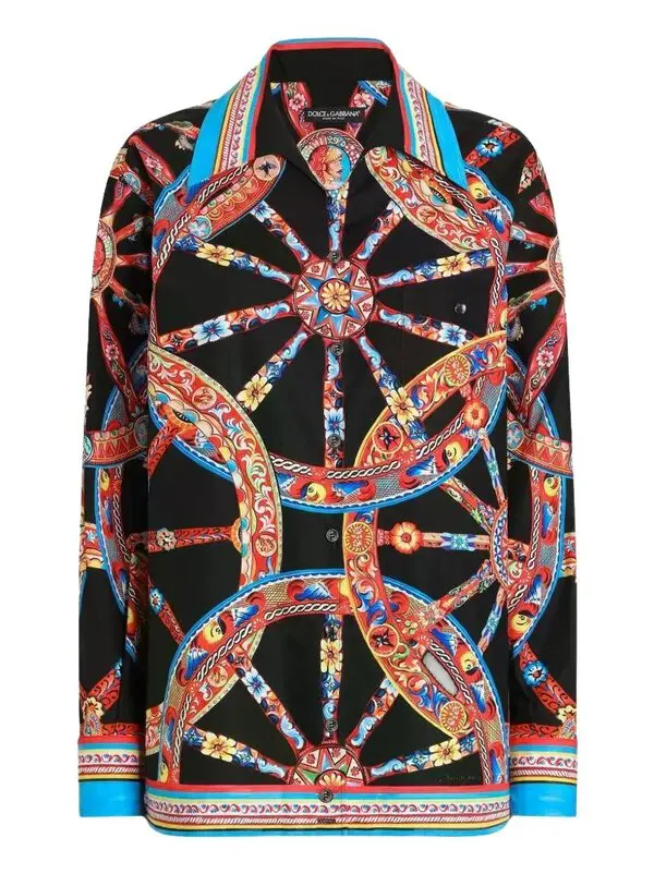 Dolce & Gabbana Carretto-print Poplin Hawaii Shirt - Black