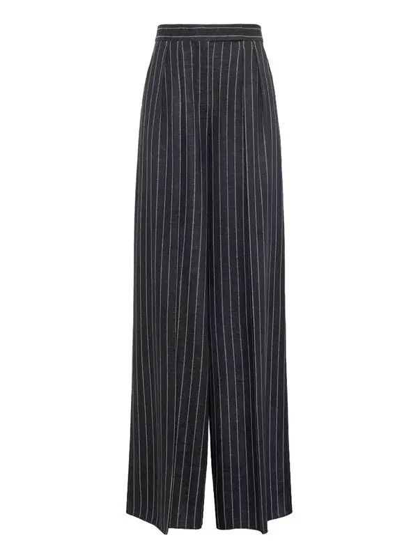 Max Mara Pinstriped Pleated Wide-leg Trousers - Grey