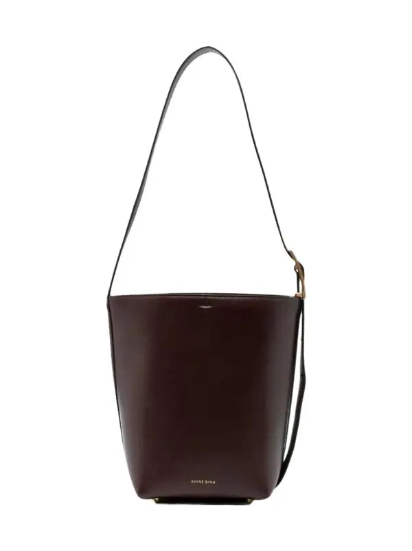 ANINE BING Medium Elly Leather Bucket Bag - Red