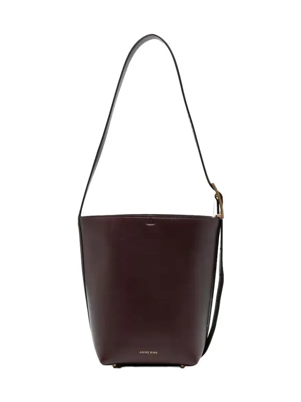 ANINE BING Medium Elly Leather Bucket Bag - Red