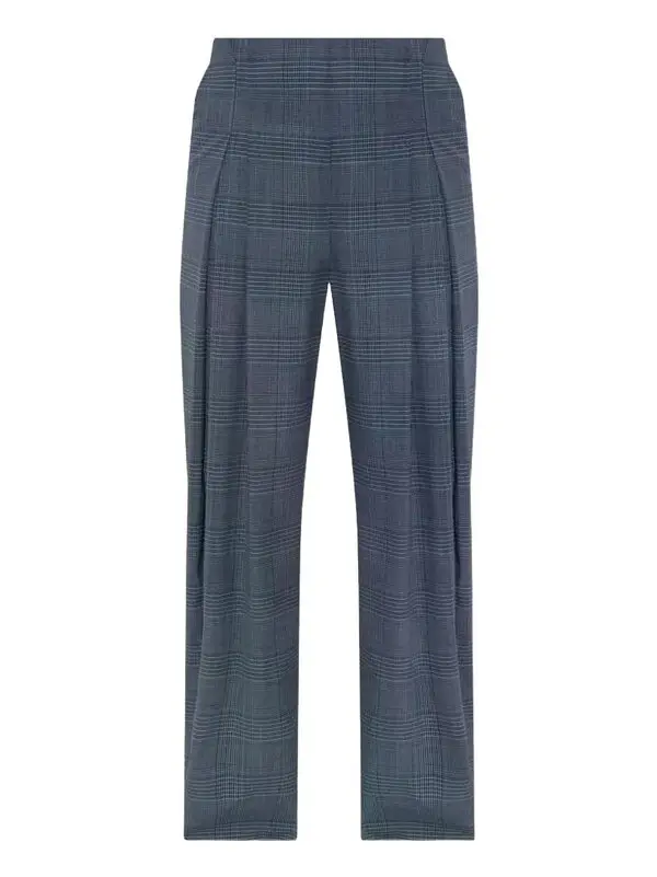IRO PARIS Check Pattern Pleated Wide-leg Trousers - Blue