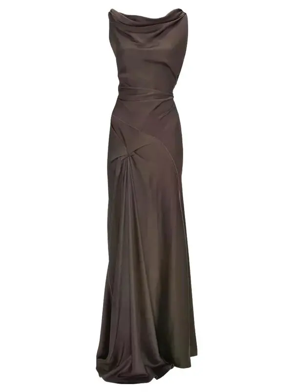 Victoria Beckham Posy Draped Maxi Gown - Brown