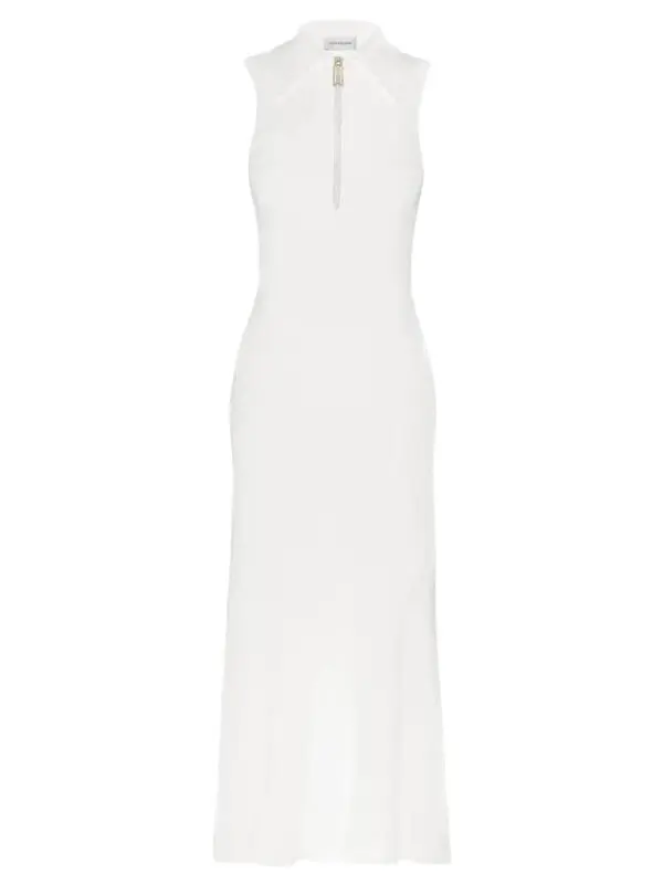 Victoria Beckham Ribbed Knit Zip-fastening Midi Dress - White
