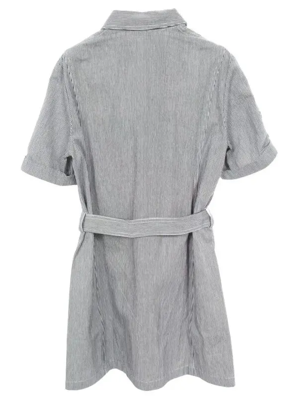 Celine Striped Cotton Mini Dress With Belt - Blue