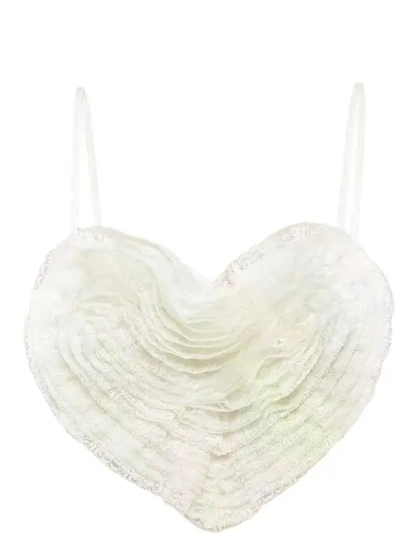 Dsquared2 Heart-shaped Ruffled Lace Top - White