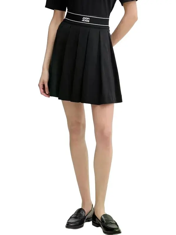 JOOP! Pleated Logo Waistband Mini Skirt - Black