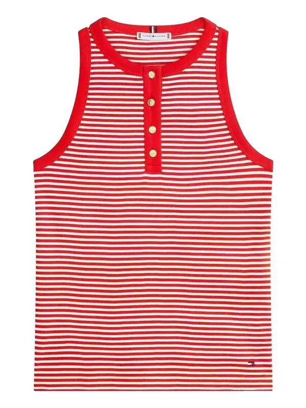 Tommy Hilfiger Sleeveless Henley Top - Red