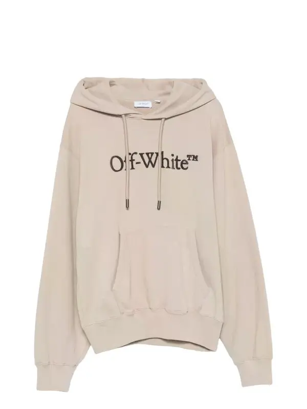 Off-White Logo-print Drawstring Hoodie - Neutrals