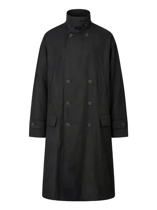 Y3 Double-breasted Coat - Black