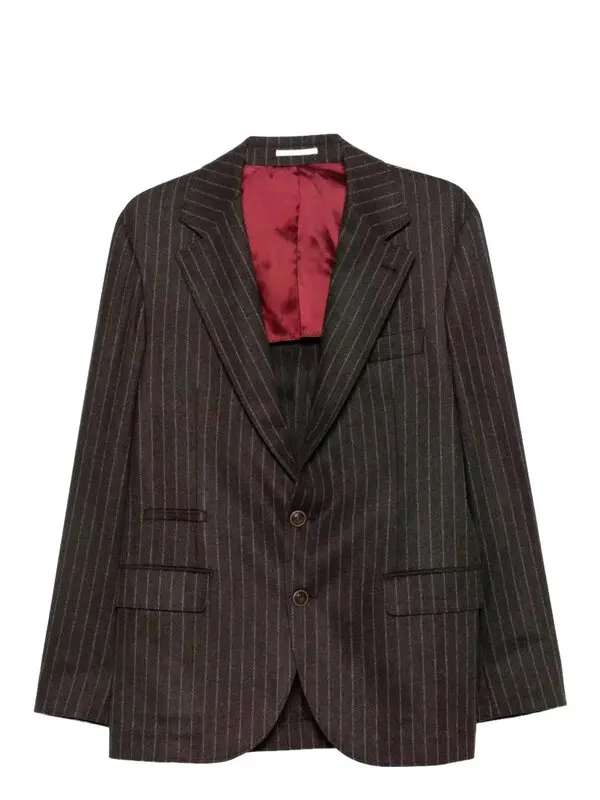 Brunello Cucinelli Pinstripe Peak-lapel Blazer - Brown