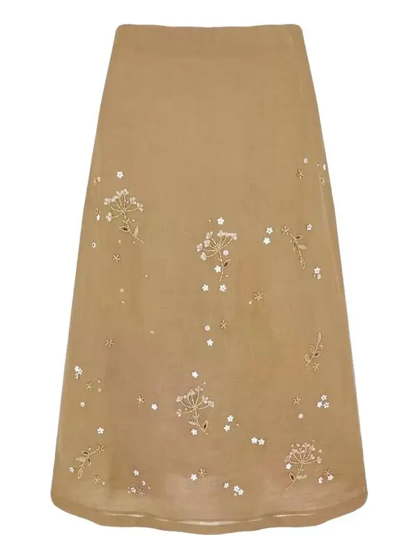 Lorena Antoniazzi Embroidered A-line Midi Skirt - Neutrals