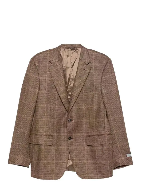 Canali Check-pattern Single-breasted Jacket - Brown