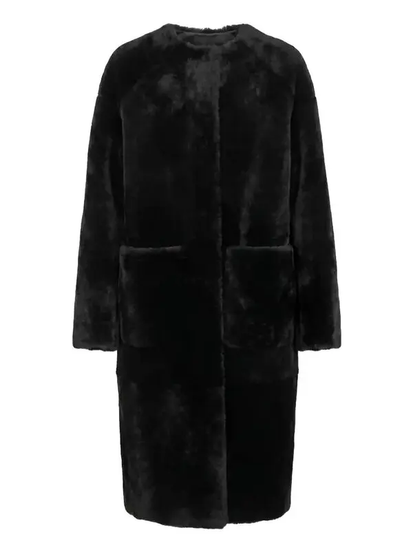BLANCHA Shearling Panelled Coat - Black