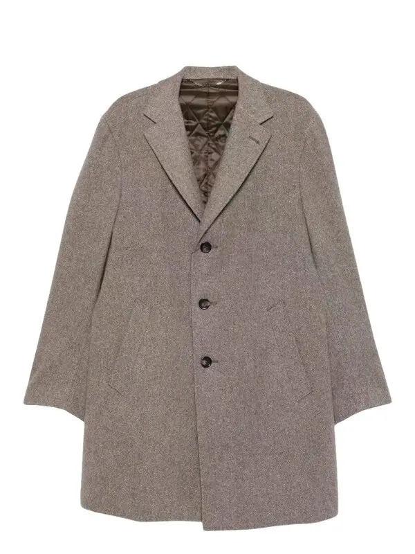 Canali Single-breasted Notched-lapel Wool Coat - Neutrals