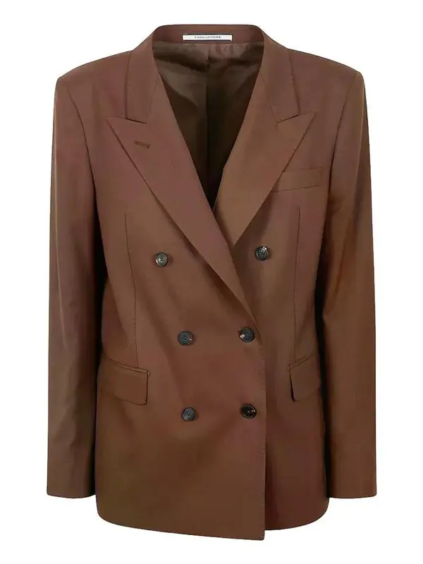 Tagliatore Double-breasted Peak Lapel Jacket - Brown