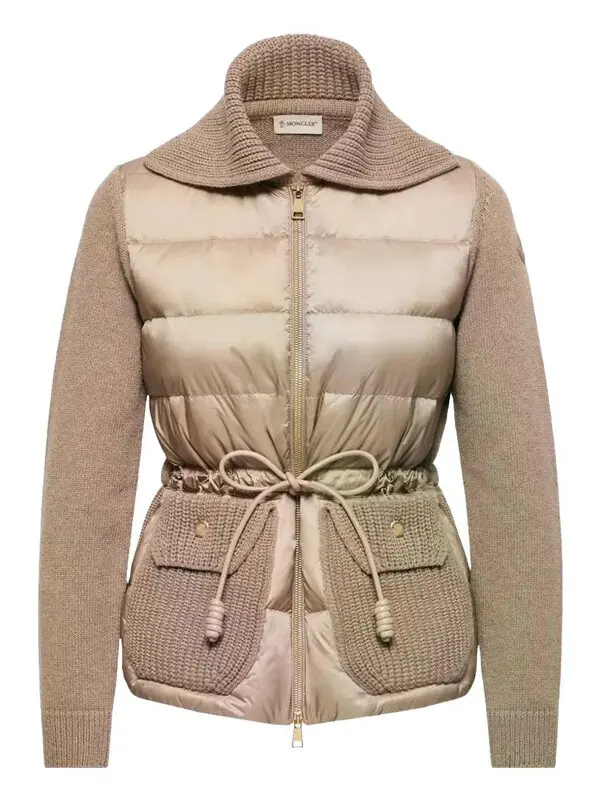 Moncler Quilted Drawstring Waist Cardigan - Neutrals