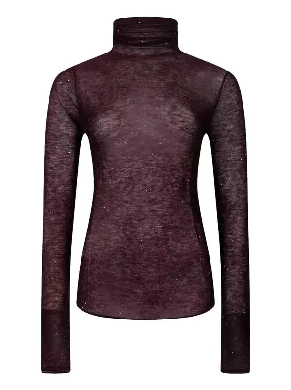 Pinko Rhinestone Embellished Roll Neck Sweater - Red