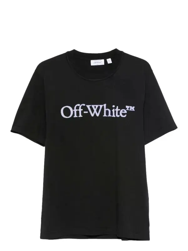Off-White Logo-embroidered Cotton T-shirt - Black