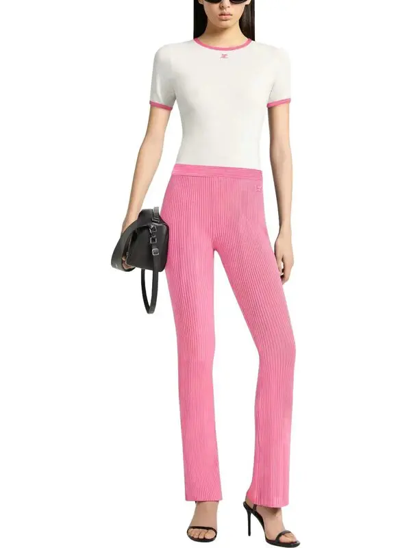 COURREGES Ribbed-knit Flared Trousers - Pink