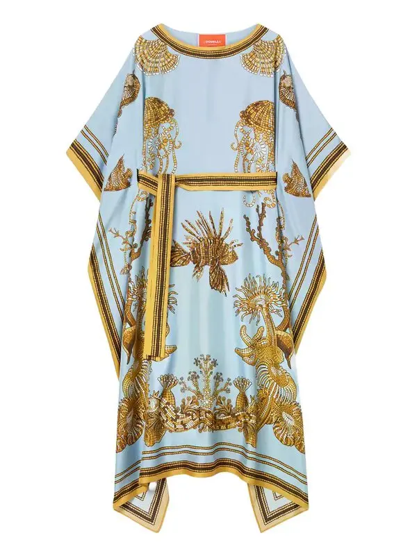 La DoubleJ Sea-life Print Kaftan - Blue