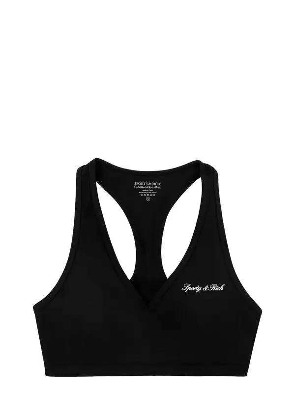 SPORTY & RICH Logo-print V-neck Sports Bra - Black