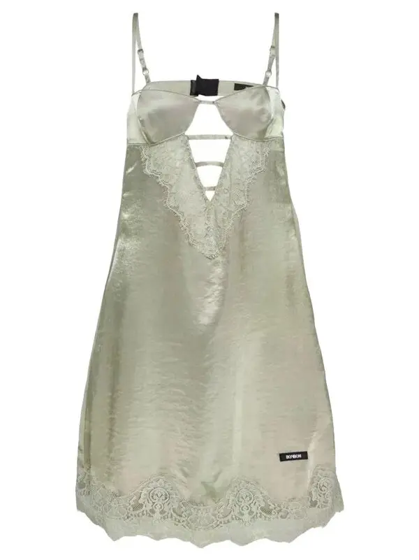 BONBOM Lace-trim Mini Dress - Green