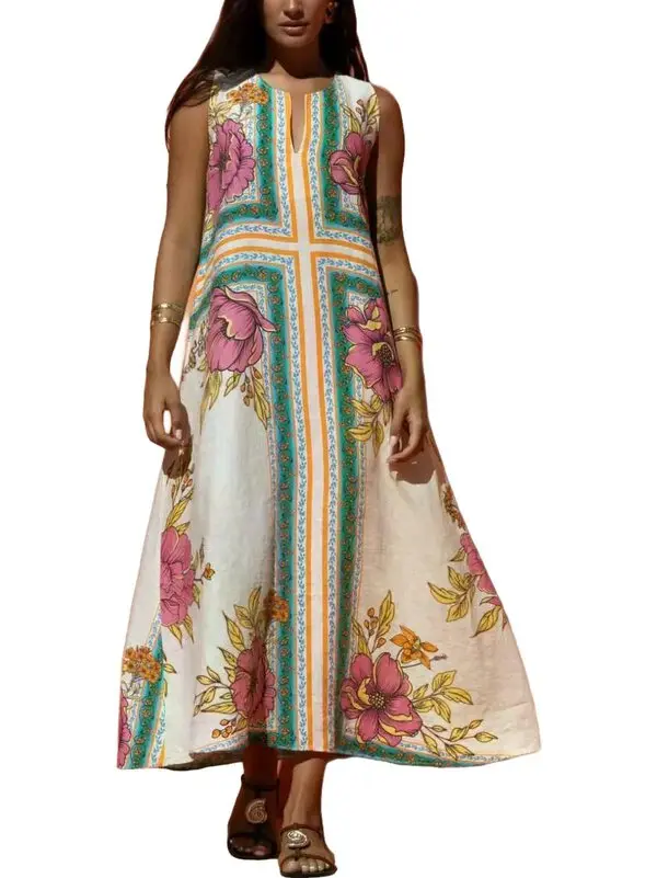 NEMA Amalfi Tide Sleeveless Maxi Dress - Neutrals