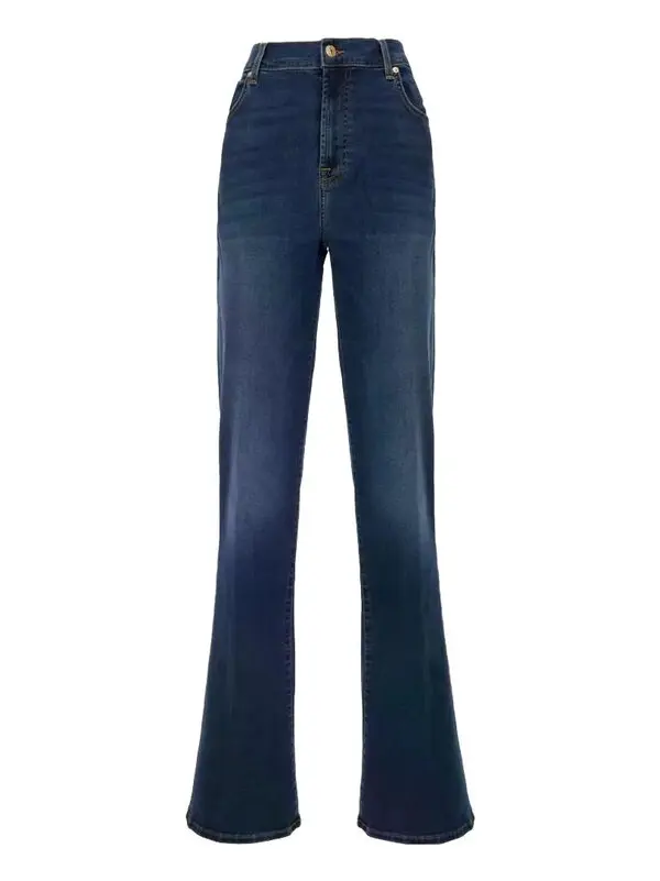 7 For All Mankind Faded Effect Embroidered Jeans - Blue