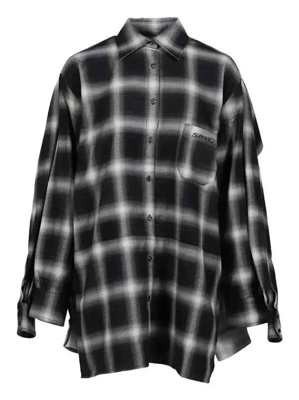 SRVC STUDIO Deconstructed Check Shirt - Black