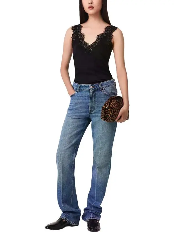 Stella McCartney Lace Trim V-neck Sleeveless Top - Black