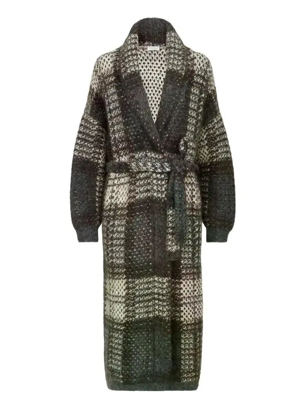 Brunello Cucinelli Dazzling Tartan Double Knit Coat - Brown