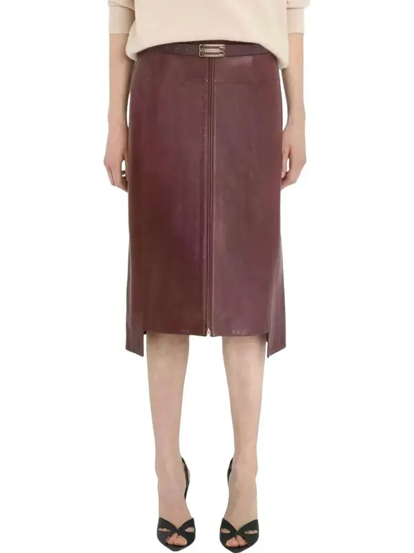 Victoria Beckham Leather Asymmetric Midi Skirt - Red