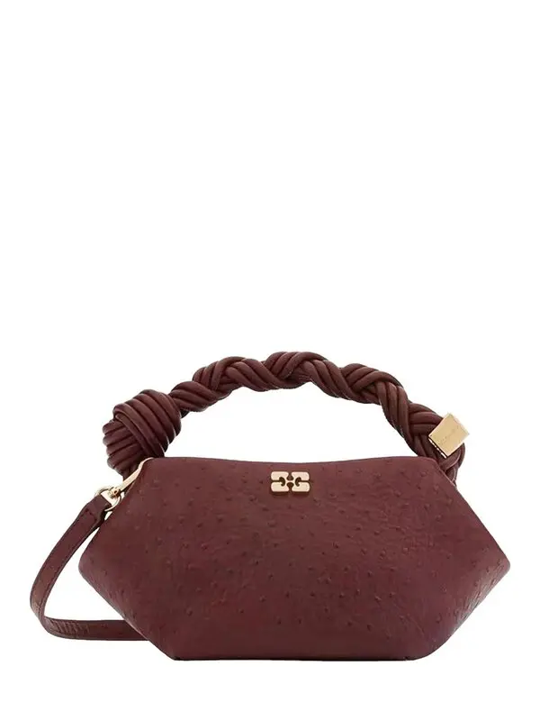 GANNI Mini Bou Ostrich-effect Tote Bag - Red