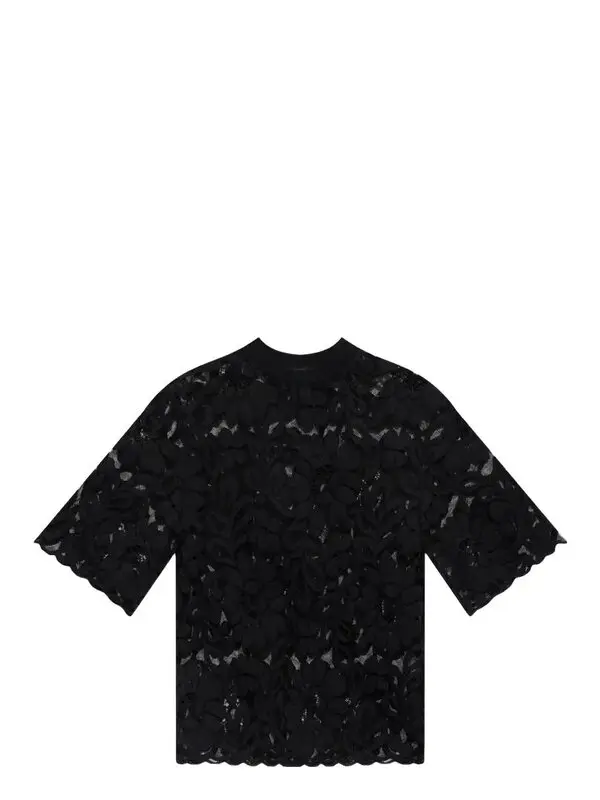 ALLSAINTS Floral Lace Scalloped-edge Top - Black