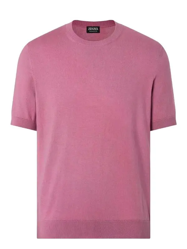 Zegna Short Sleeved Cotton T-shirt - Pink