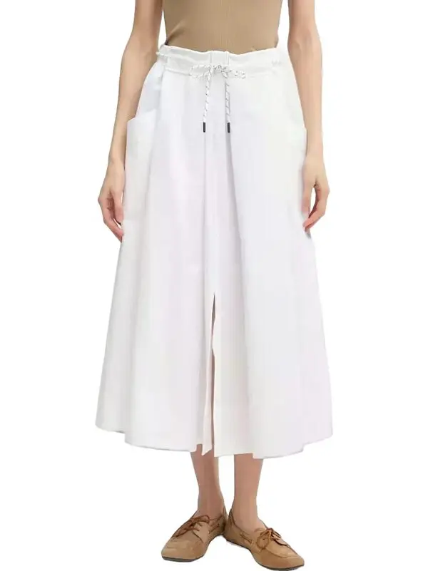 BENETTON Midi Skirt With Drawstring Waist - White