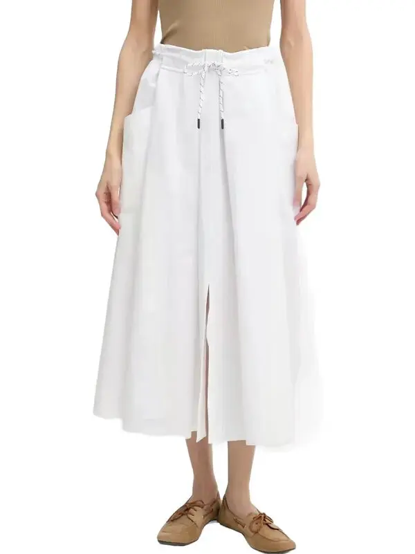 BENETTON Midi Skirt With Drawstring Waist - White