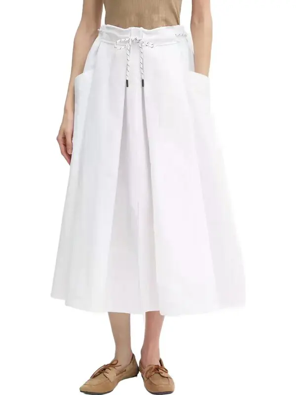 BENETTON Midi Skirt With Drawstring Waist - White