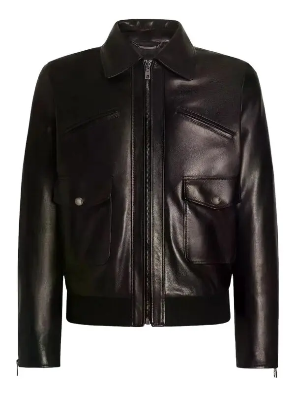 Dolce & Gabbana Zipped Leather Jacket - Black
