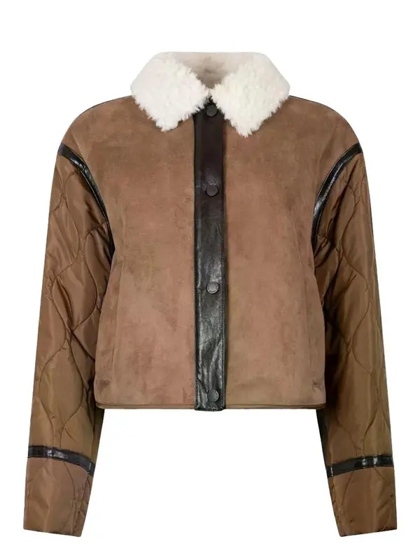 Max Mara Quilted Shearling-collar Jacket - Brown
